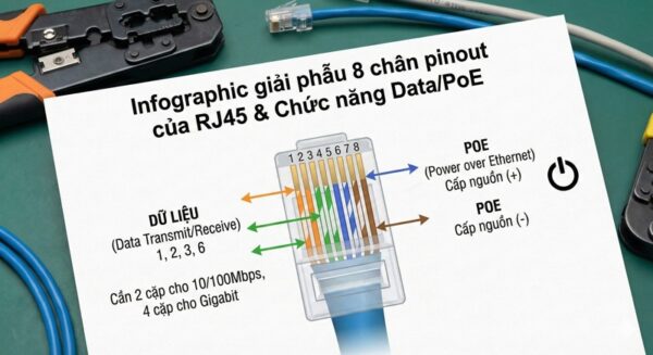 Sơ đồ chuẩn bấm dây mạng: T568A, T568B & Pinout RJ45 Chi tiết - VNS